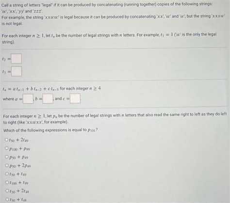 Solved Call A String Of Letters Legal If It Can Be