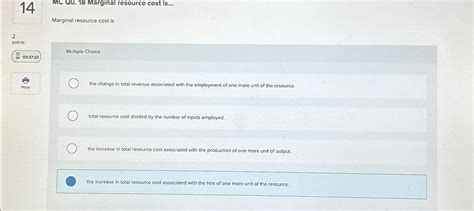Solved 14mc Qu 18 ﻿marginal Resource Cost Is Marginal
