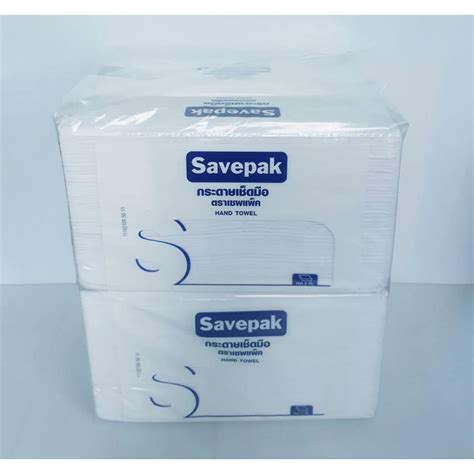 Savepak กระดาษเช็ดมือ หนา 2ชั้น บรรจุ 250แผ่น ยกแพ็ค 4ห่อ Shopee Thailand