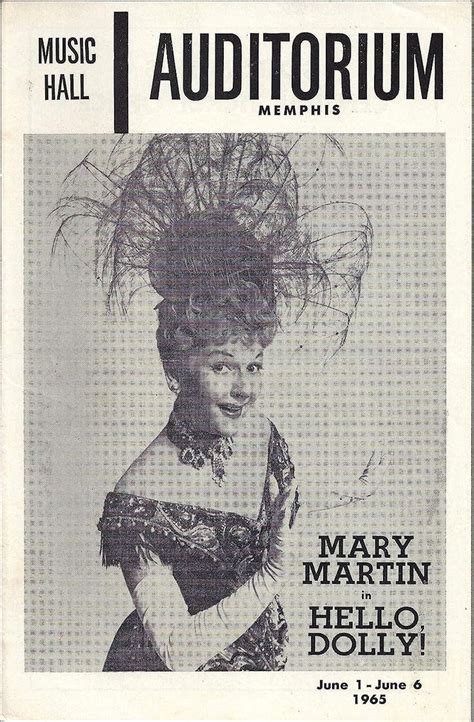 Hello Dolly 1965 Memphis Playbill Mary Martin Playbill Musical