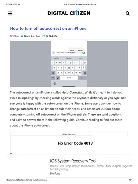 How To Turn Off Autocorrect On An Iphone Pdf