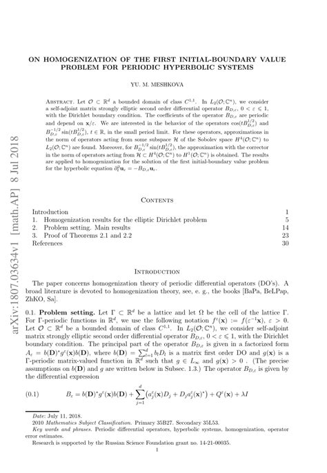 Pdf On Homogenization Of The First Initial Boundary Value Problem For