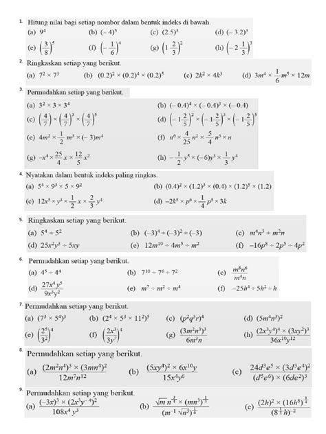 indices exercise pdf