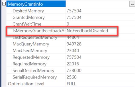 Sql Server Memory Grant Feedback No Feedback Disabled Sql