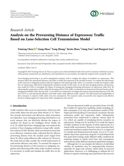 Pdf Analysis On The Prewarning Distance Of Expressway Traffic Based On Lane Selection Cell