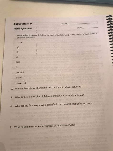 solved experiment 9 prelab questions name date their use in