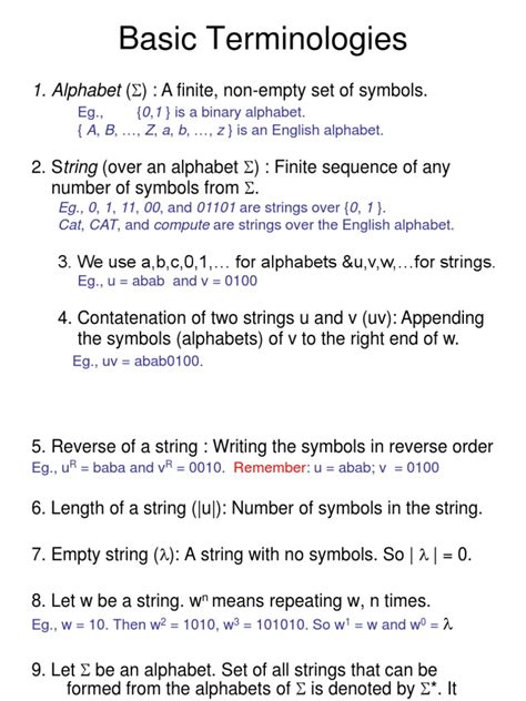Basic Terminologies Pdf Automata Theory Formalism Deductive