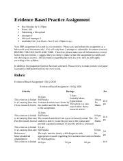 Evidence Based Practice Assignment Docx Evidence Based Practice Assignment Due Monday By