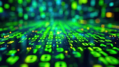 Binary Code Matrix Background Tech Style Green Illuminated Numbers