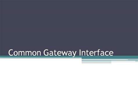 Seminar Topic Common Gateway Interface Engineering Students Corner