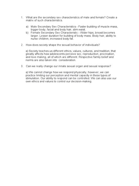 What Are The Secondary Sex Characteristics Of Male Pdf Pdf