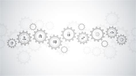 인포그래픽 요소와 플랫 아이콘이 있는 정보 기술 톱니바퀴 및 기어 휠 메커니즘 하이테크 디지털 기술 및 엔지니어링 추상적 인