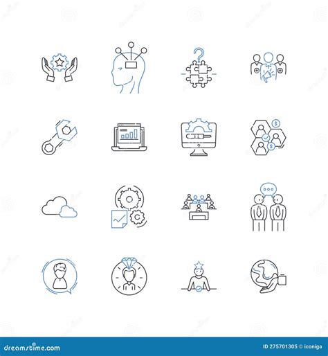 Convergence Line Icons Collection Integration Unification Synergy Blending Fusion Merging