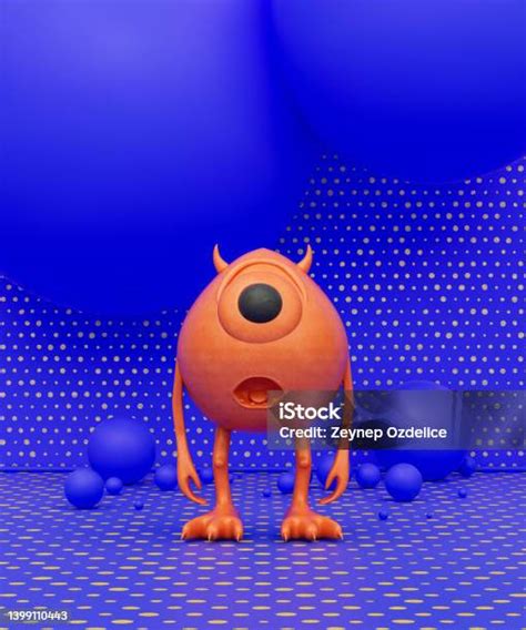 보라색 배경의 오렌지 괴물 장난감 어린이 놀이터 개체 3d 렌더링 몬스터에 대한 스톡 사진 및 기타 이미지 몬스터 솜털의 0명 Istock