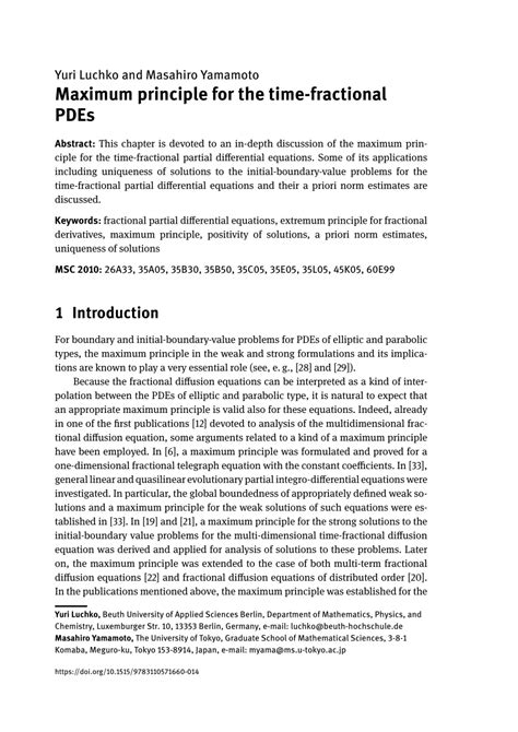 Pdf Maximum Principle For The Time Fractional Pdes