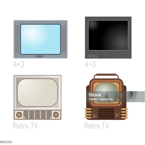 Tv 스크린 빈티지 모니터 서식 파일 전자 장치 기술 디지털 크기 대각선 디스플레이 비디오 복고풍 플라즈마 홈 도구 벡터 일러스트 레이 션 0명에 대한 스톡 벡터 아트 및