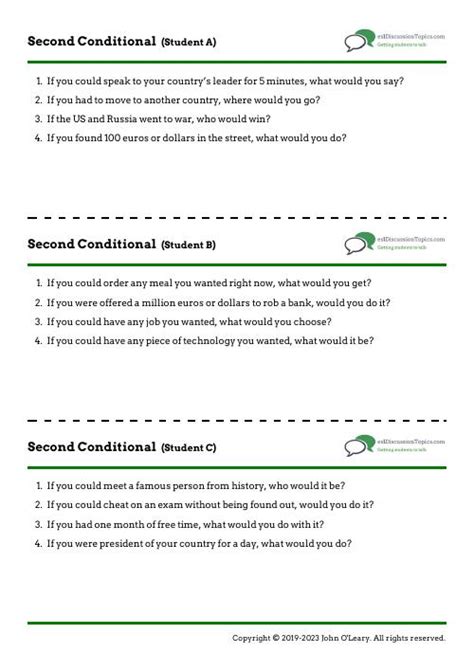 Second Conditional Grammar Based Questions