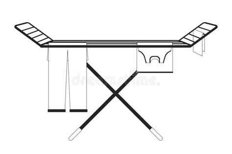 Air Dry Clothes Rack Black And White 2d Line Cartoon Object Stock