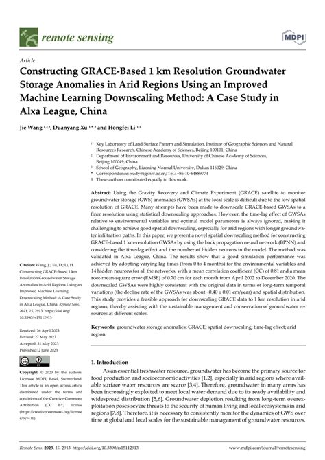 Pdf Constructing Grace Based 1 Km Resolution Groundwater Storage