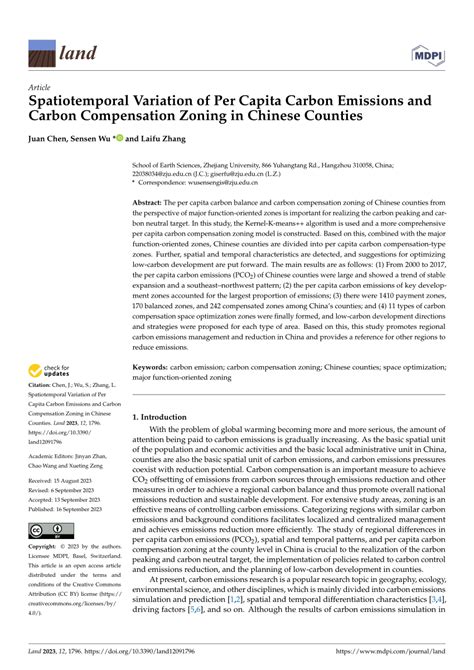 Pdf Spatiotemporal Variation Of Per Capita Carbon Emissions And