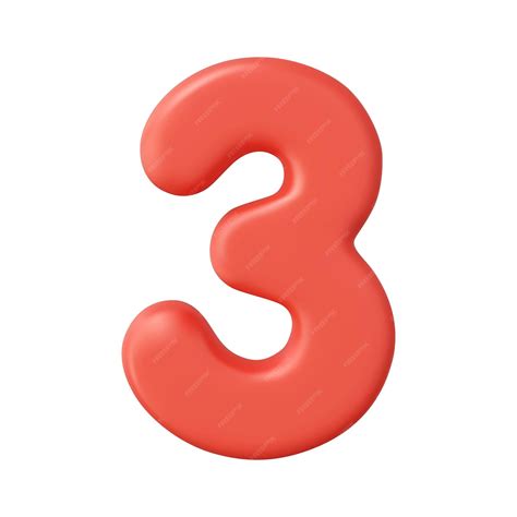3d Number 3 Three Number Sign Red Color Premium Vector