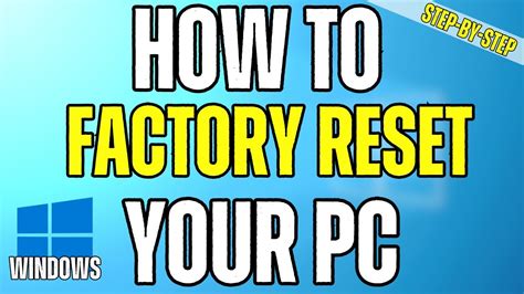 How To Factory Reset Your PC Windows YouTube