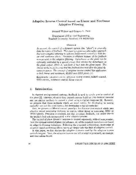pdf adaptive inverse control based on linear and nonlinear adaptive