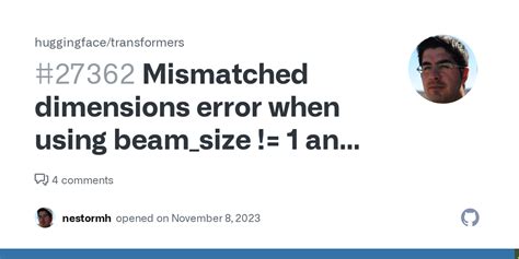 mismatched dimensions error when using beam size 1 and return