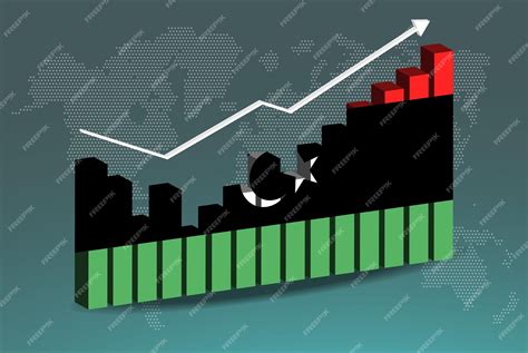 Premium Vector Libya 3d Bar Chart Graph With Ups And Downs Increasing Values Upward Rising
