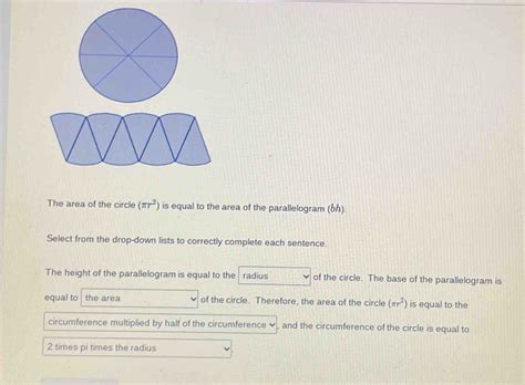 the area of the circle π r 2 is equal to the area of the