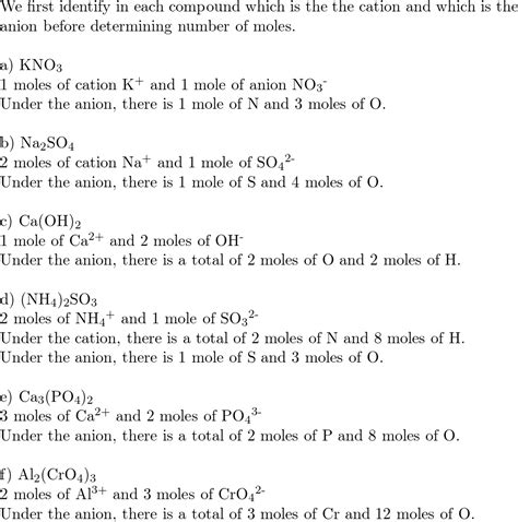 Determine The Number Of Moles Of Each Type Of Monatomic Or P Quizlet
