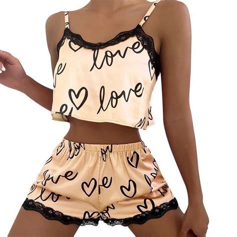 Xwshyw Pajama Set Women Comfort V Neck Temptation Pajamas Set Leisure