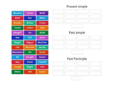 Irregular Verbs 3 Columns Group Sort