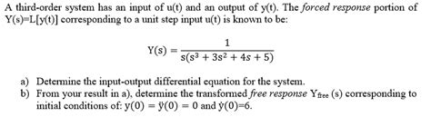 solved a third order system has an input of u t and an