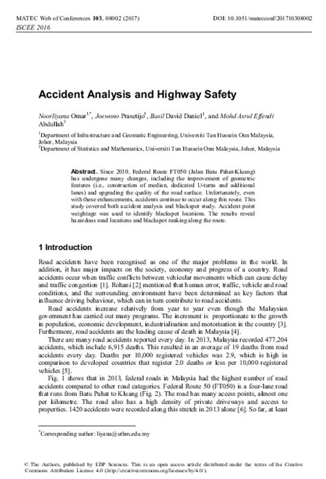 Pdf Accident Analysis And Highway Safety