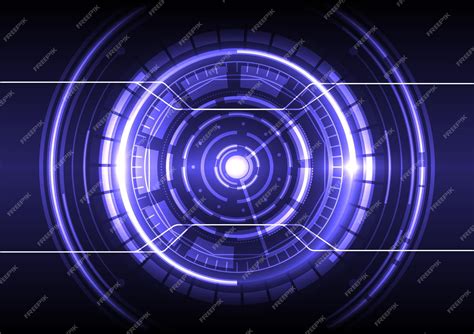 미래 공상 과학 빛나는 Hud 요소 추상 하이테크 입자 배경 홀로그램 및 헤드업 디스플레이 인터페이스 가상 현실 기술 연결 인포 그래픽 컴퓨터 공학 프리미엄 벡터