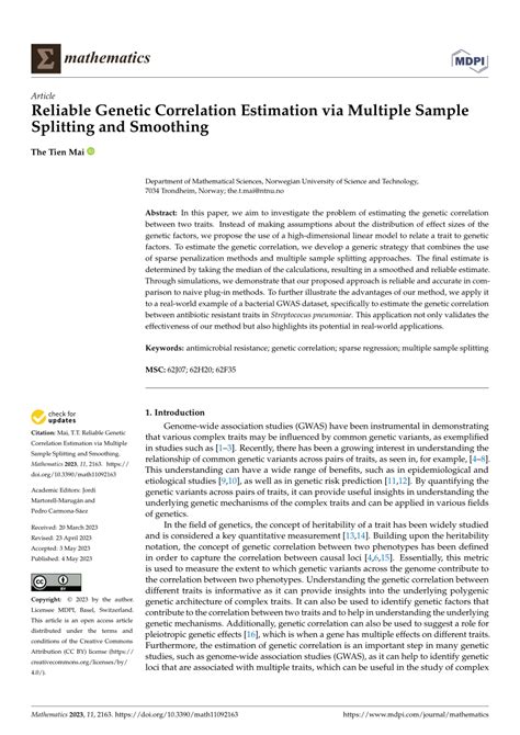 Pdf Reliable Genetic Correlation Estimation Via Multiple Sample Splitting And Smoothing