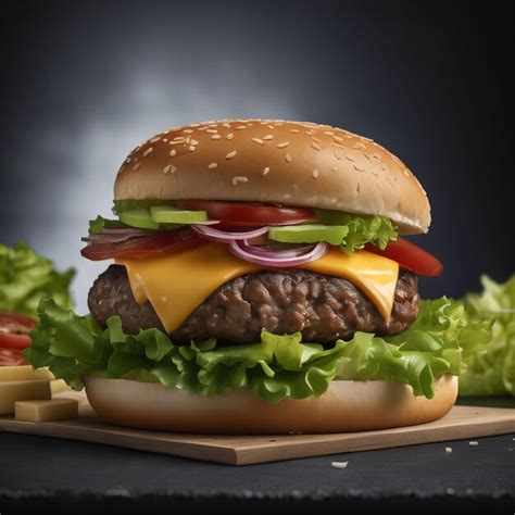 Great Photo Of Humburger Premium Ai Generated Image