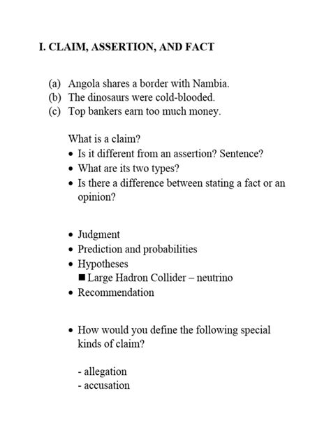 Claim And Assertion Pdf Burden Of Proof Law Truth