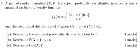 Solved A Pair Of Random Variables X Y Has A Joint Chegg
