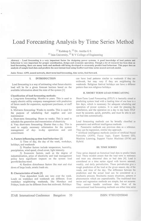 Pdf Load Forecasting Analysis By Time Series Method
