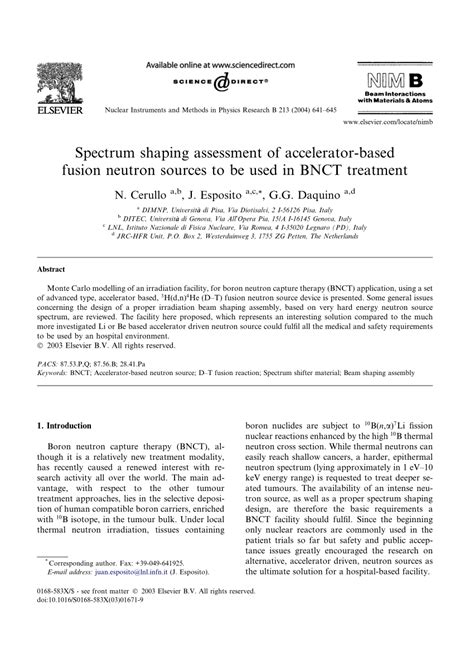 Pdf Spectrum Shaping Assessment Of Accelerator Based Fusion Neutron