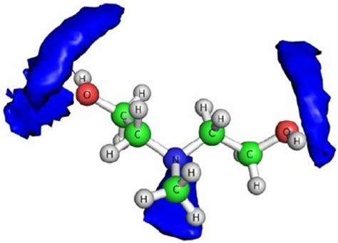 Colour Online Sdf Of Water Blue Surfaces Around Mdea Molecules