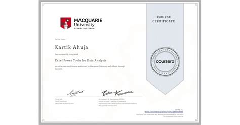 kartik ahuja on linkedin coursera macquarieuniversity excelskills