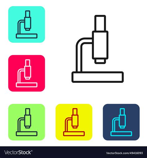 black line microscope icon isolated on white vector image