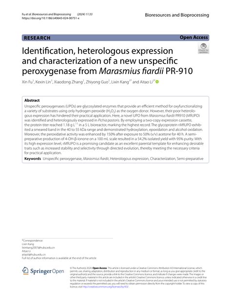 Pdf Identification Heterologous Expression And Characterization Of A