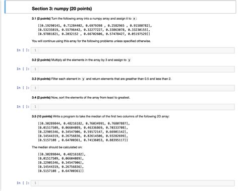 Section 3 Numpy 20 Points 3 1 2 Points Turn The