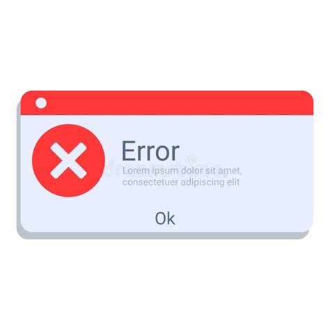 Error Message Window With Red Cross Mark Appearing On Screen Stock