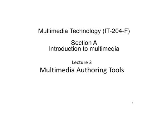 Multimedia Section A Lecture 3 By Ishwar Prakash Multimedia