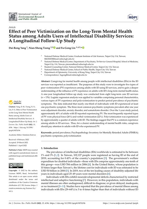Pdf Effect Of Peer Victimization On The Long Term Mental Health Status Among Adults Users Of